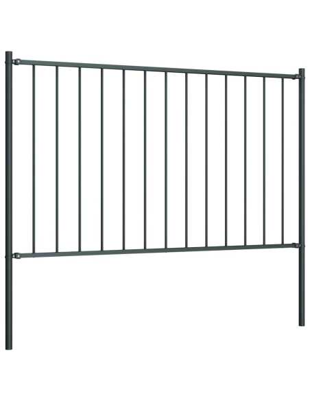 Hagegjerde med stolper pulverlakkert stål 1,7x1m ☑️