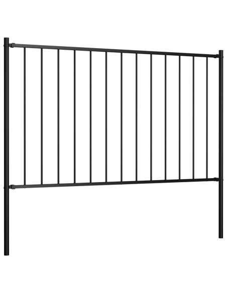 Hagegjerde med stolper pulverlakkert stål 1,7x0,75m ☑️