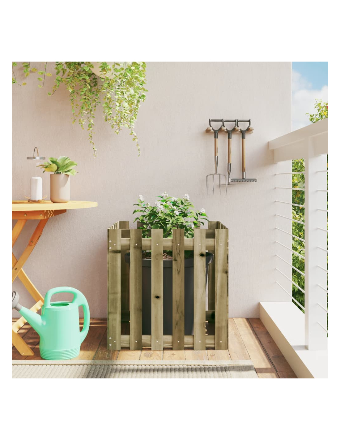 Plantekasse med gjerdedesign 60x60x60 cm impregnert furu ☑️