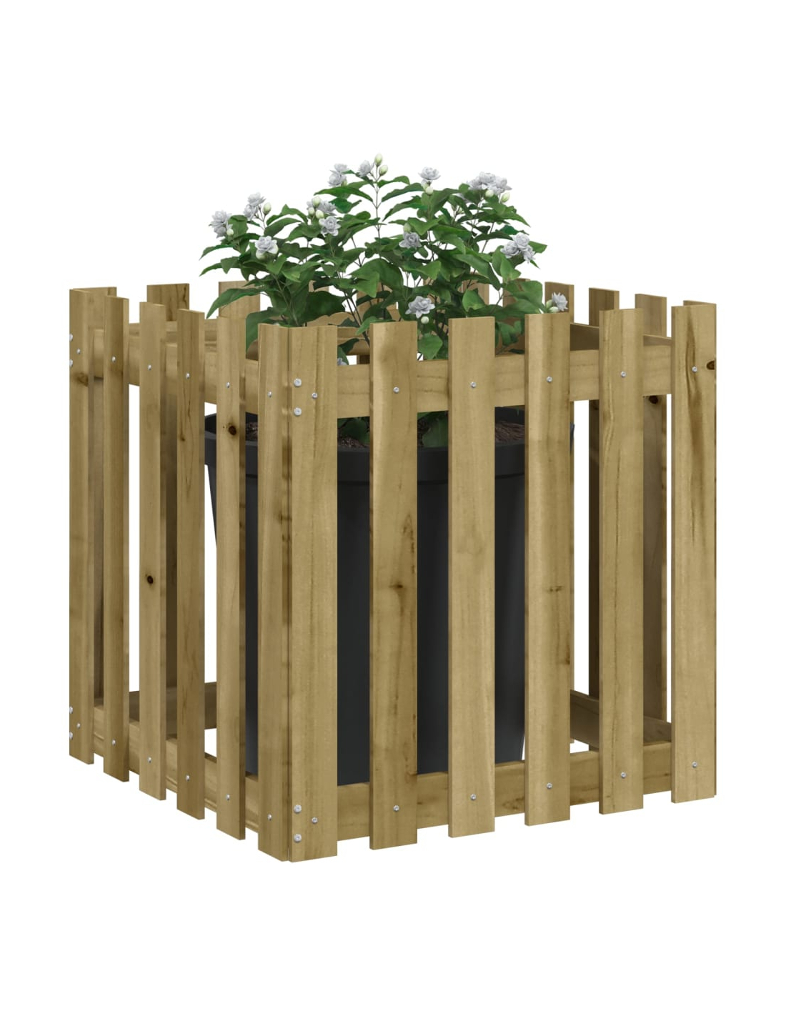 Plantekasse med gjerdedesign 60x60x60 cm impregnert furu ☑️