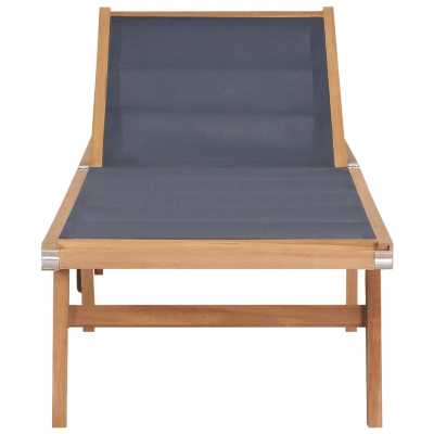 Solseng med hjul 2 stk heltre teak og textilene, foldbar ☑️